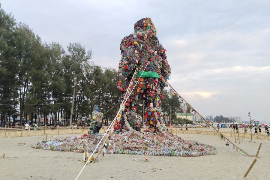 Plastic monster stands to fight plastic pollution | The Financial Express