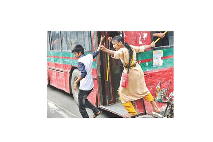 Girl as a helper of bus | The Financial Express